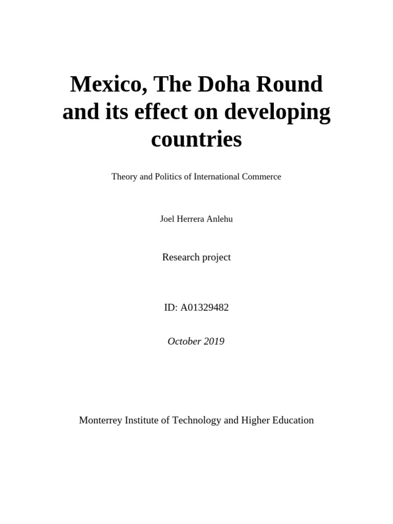 Mexico, The Doha Round and Its Effect On Developing Countries | PDF ...