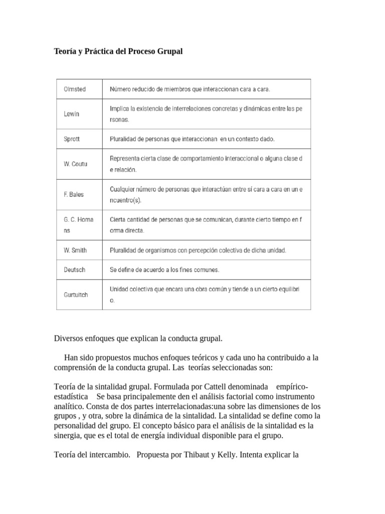 Teoría y Práctica Del Proceso Grupal | PDF | Comportamiento | Ciencia cognitiva