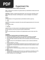 Exp 4 - Galvanometer Resistance - Half Deflection Method | PDF ...