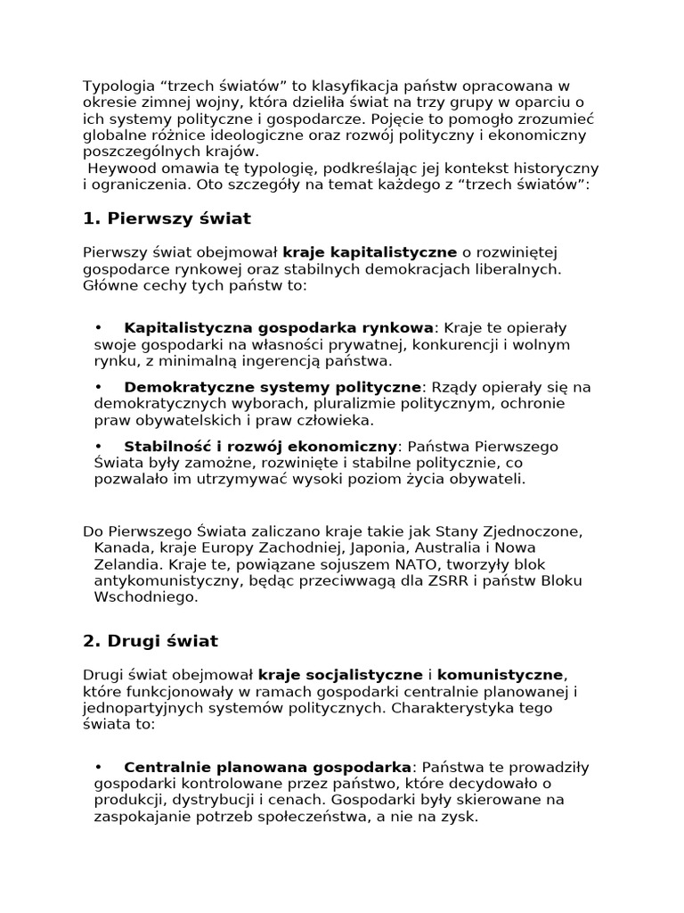 Typologia Trzech Światow" | PDF