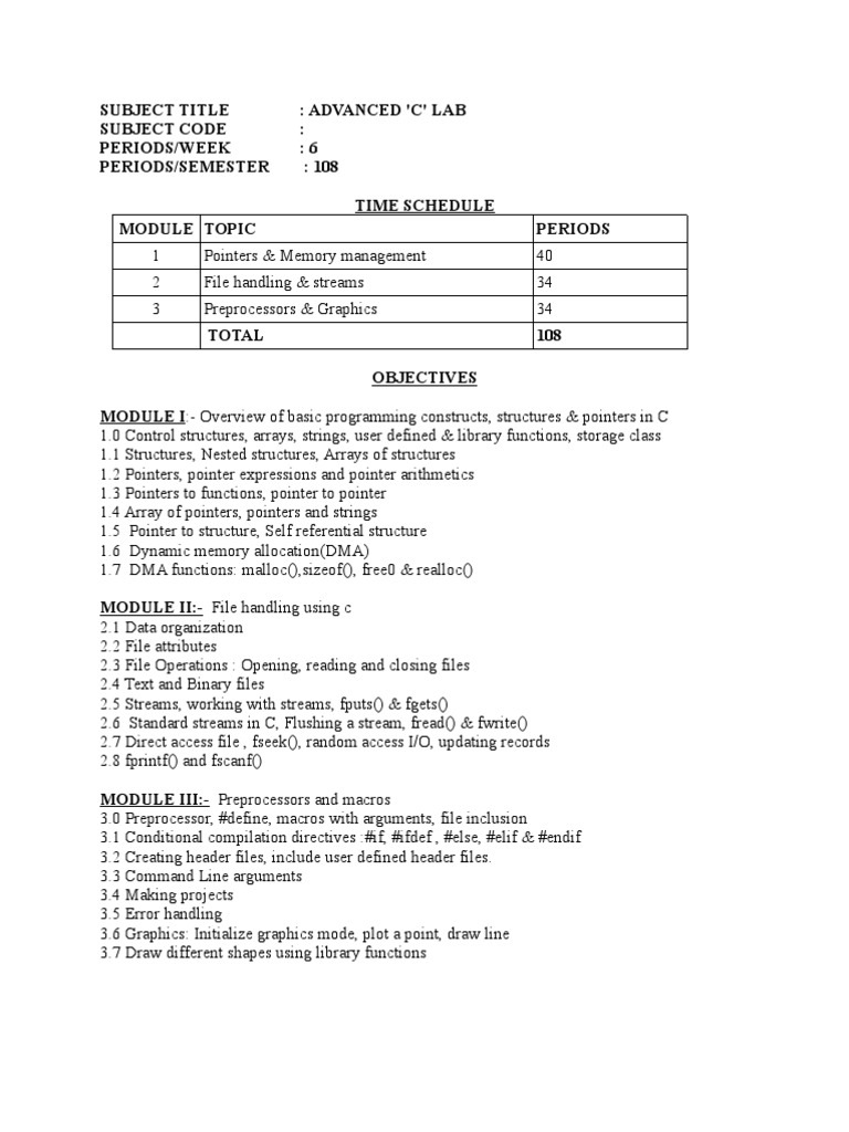 Advanced C Lab Pdf C Programming Language Pointer Computer