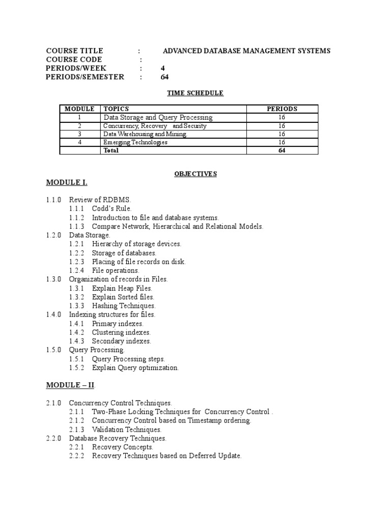 Advanced Database Management Systems Pdf Databases Data Warehouse
