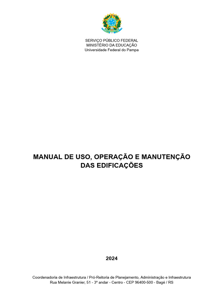 Manual 1388665 Edicao 01 Manual de Uso Operacao e Manutencao Das Edificacoes Com Anexos | PDF