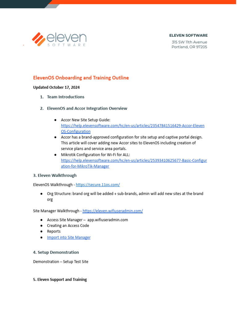 ElevenOS Training Accor Outline | PDF | Information Technology | Software