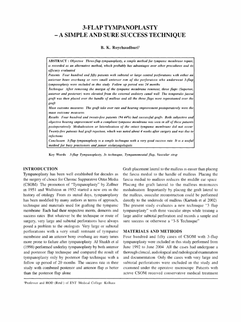 Tympanoplasty for ENT Practitioners | PDF | Ear | Surgery