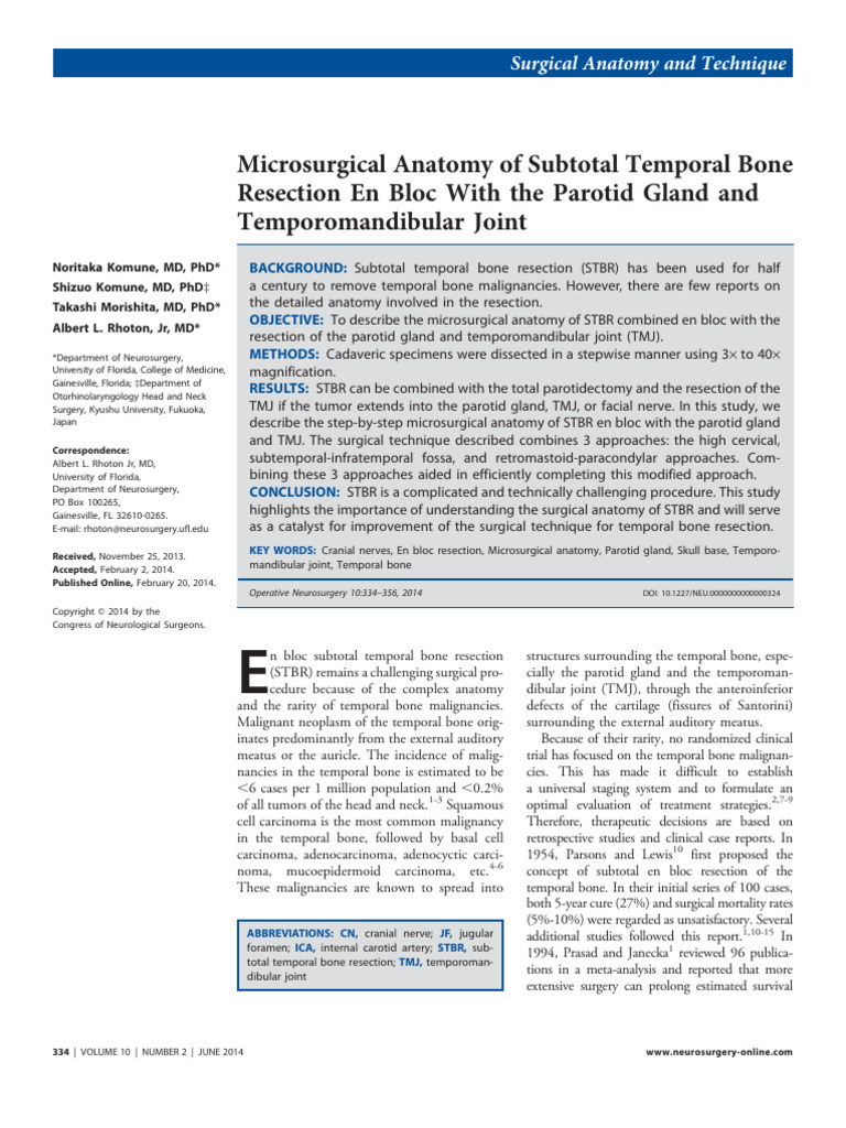 En Bloc Lateral Petrosectomy | PDF | Common Carotid Artery | Human Anatomy