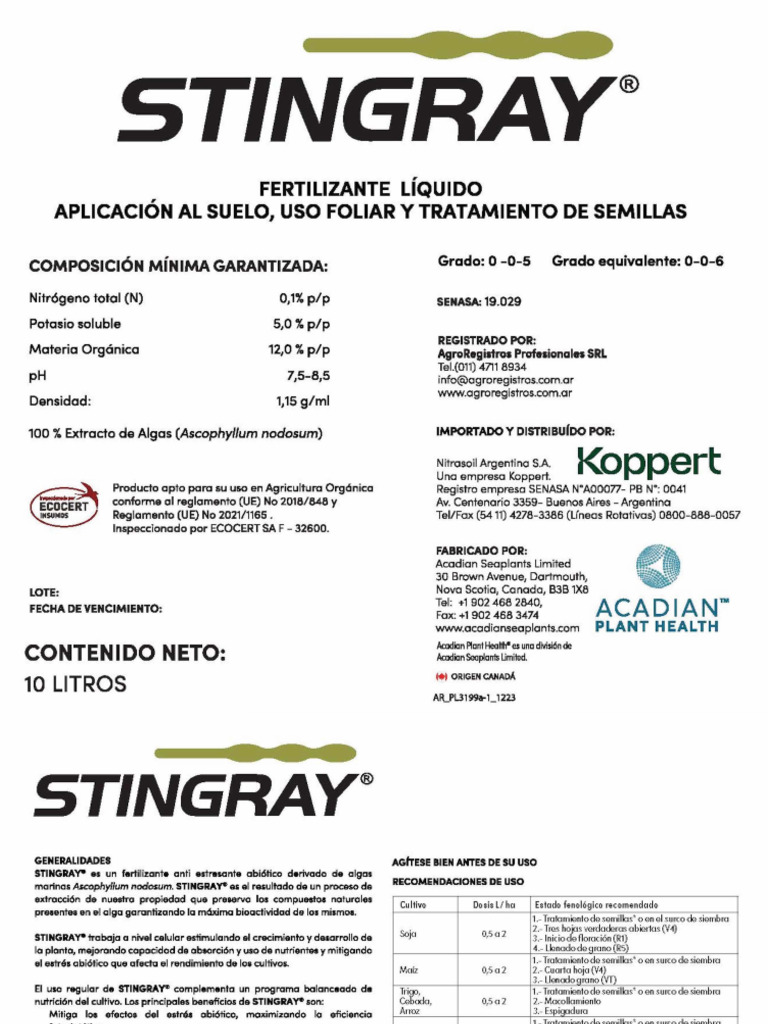 Koppert Stingray Etiqueta | PDF