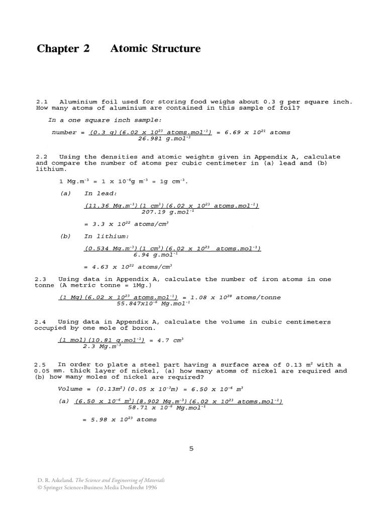 Atomic Structure Calculations and Concepts | PDF | Energy Level | Mole ...