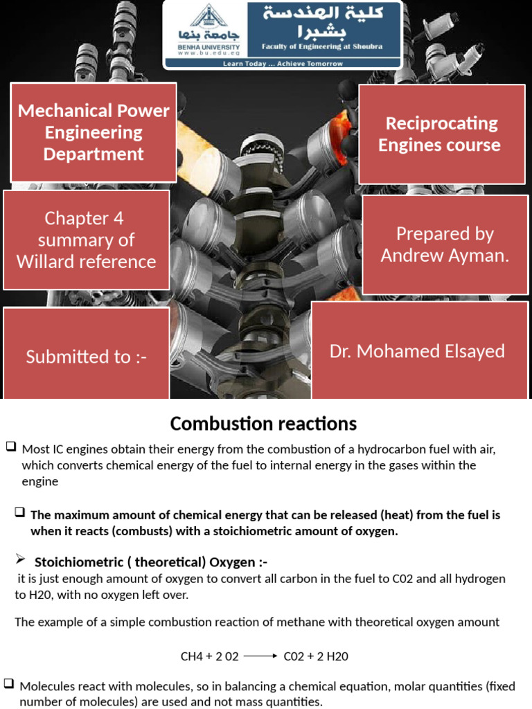 Chapter 4 Summary - Andrew Ayman | PDF | Stoichiometry | Combustion