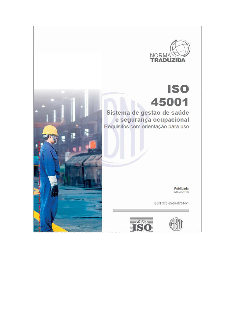 ABNT NBR ISO 45001-2018 - Sistemas de GEstão de Saúde e Segurança ...