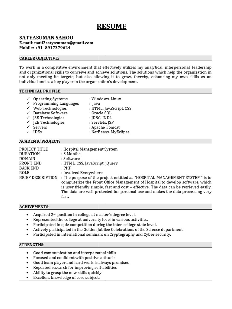 CV_Satyasuman Sahoo | PDF | Computing | Software