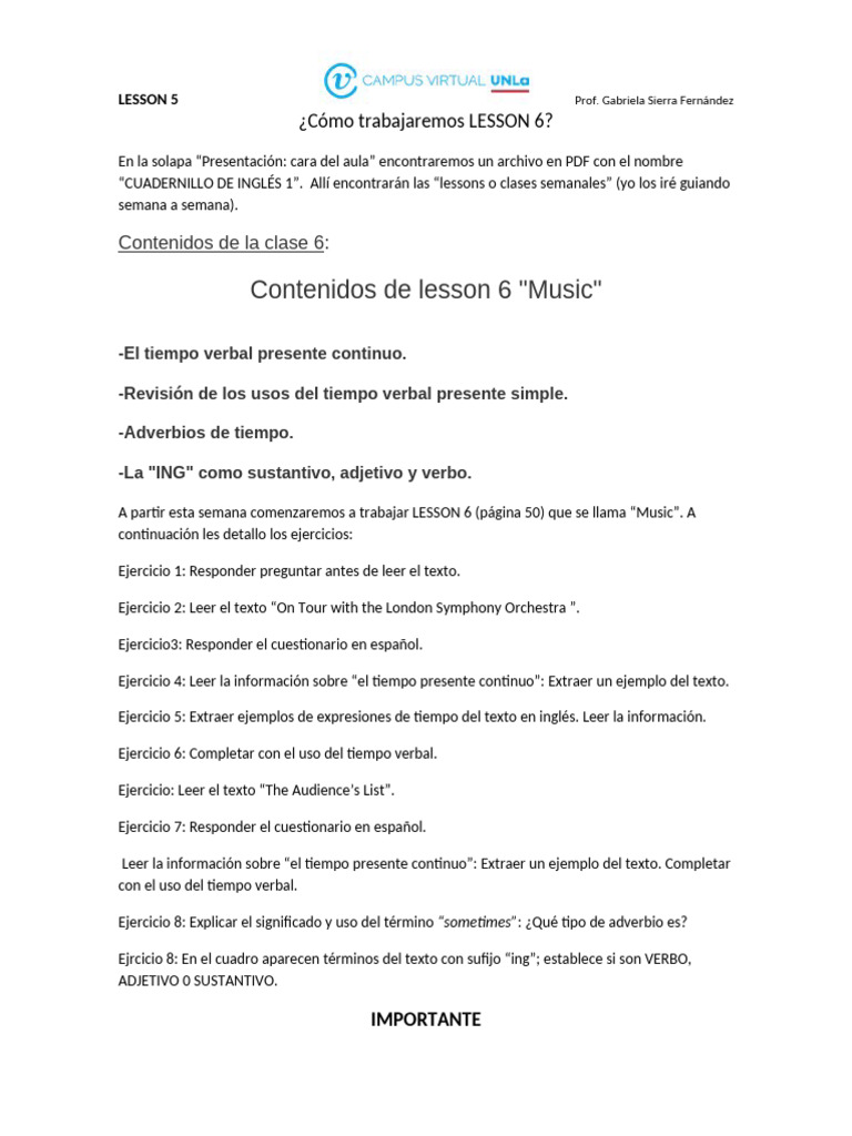 Guion Clase6 Inglés1 | PDF | Estudios de idiomas extranjeros | Ciencia y matemáticas