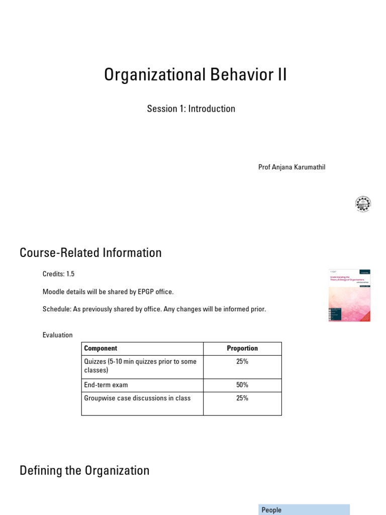 Organization Behaviour 2 Slides Session 1 | PDF | Organizational Behavior | Behavior