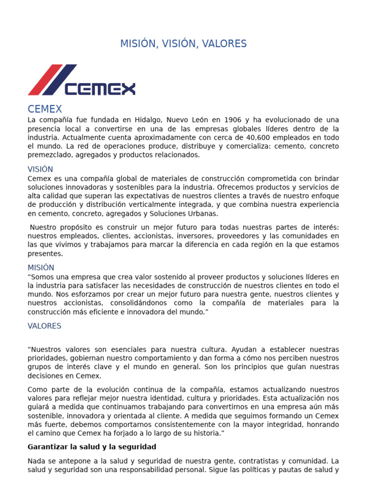 Misión, Visión, Valores | PDF | Business | Comportamiento