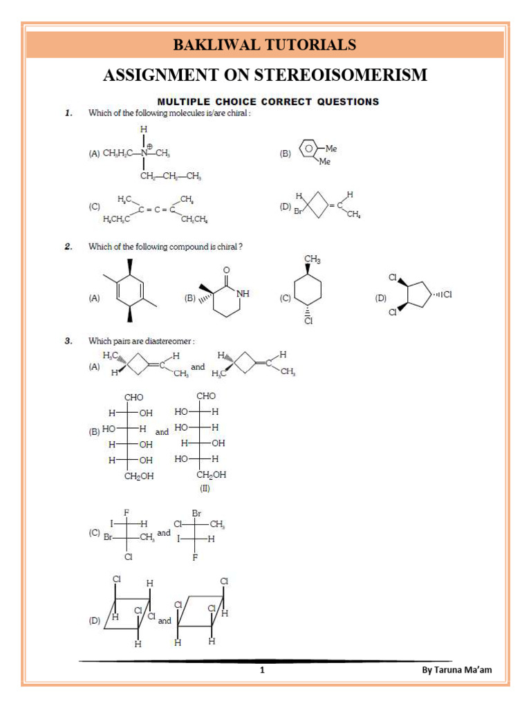 Assignment on Stereoisomerism | PDF | Wellness
