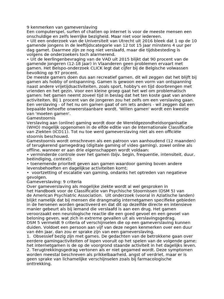 9 Kenmerken Van Gameverslaving | PDF