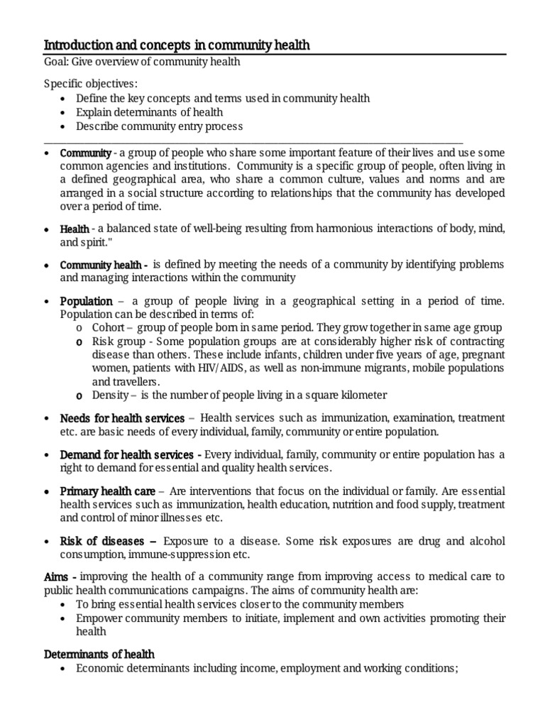 Community Health Concepts Overview | PDF | Electron | Physical Chemistry