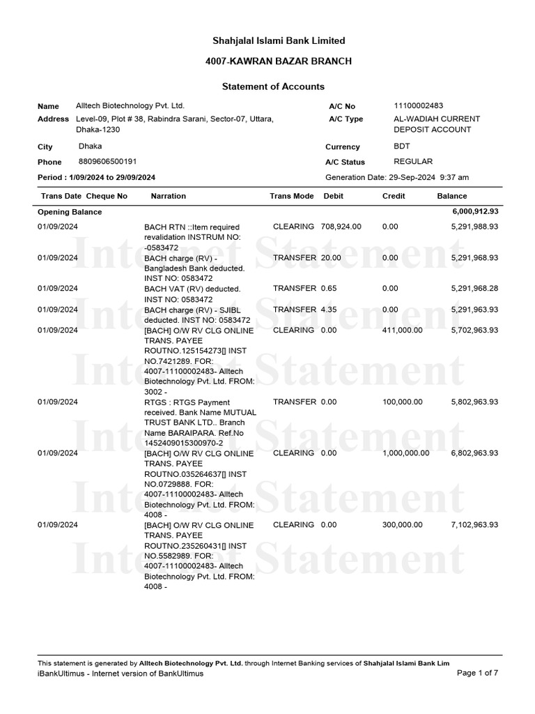 Statement | PDF | Payments | Cheque