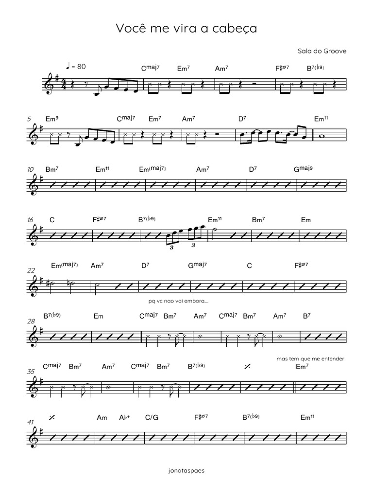 Você Me Vira A Cabeça - Partitura Inteira | PDF