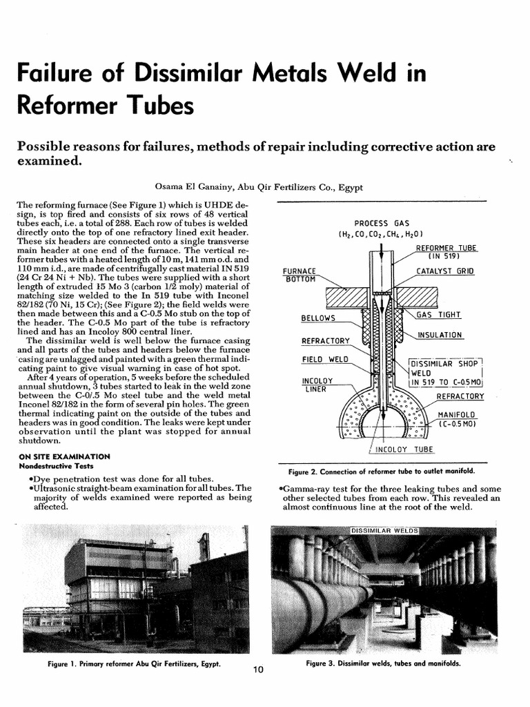 Reformer Tube Weld Failures | PDF | Corrosion | Construction