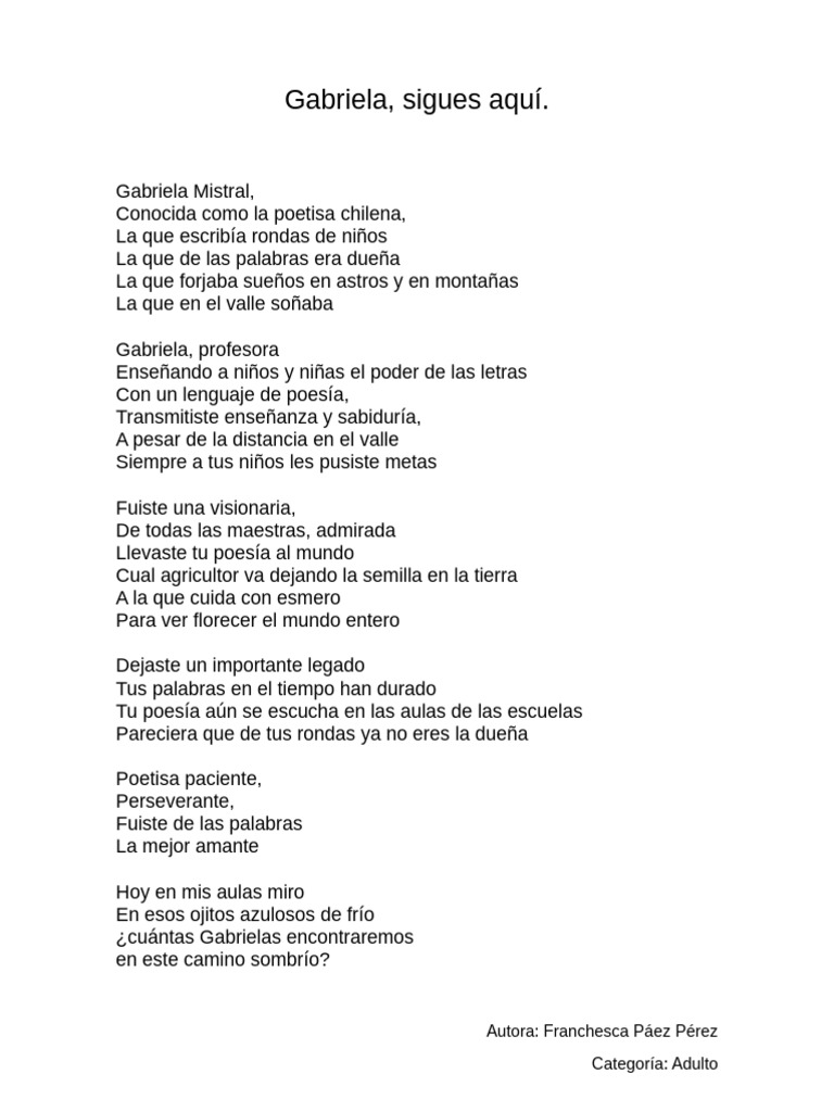 Poema Gabriela Mistral | PDF