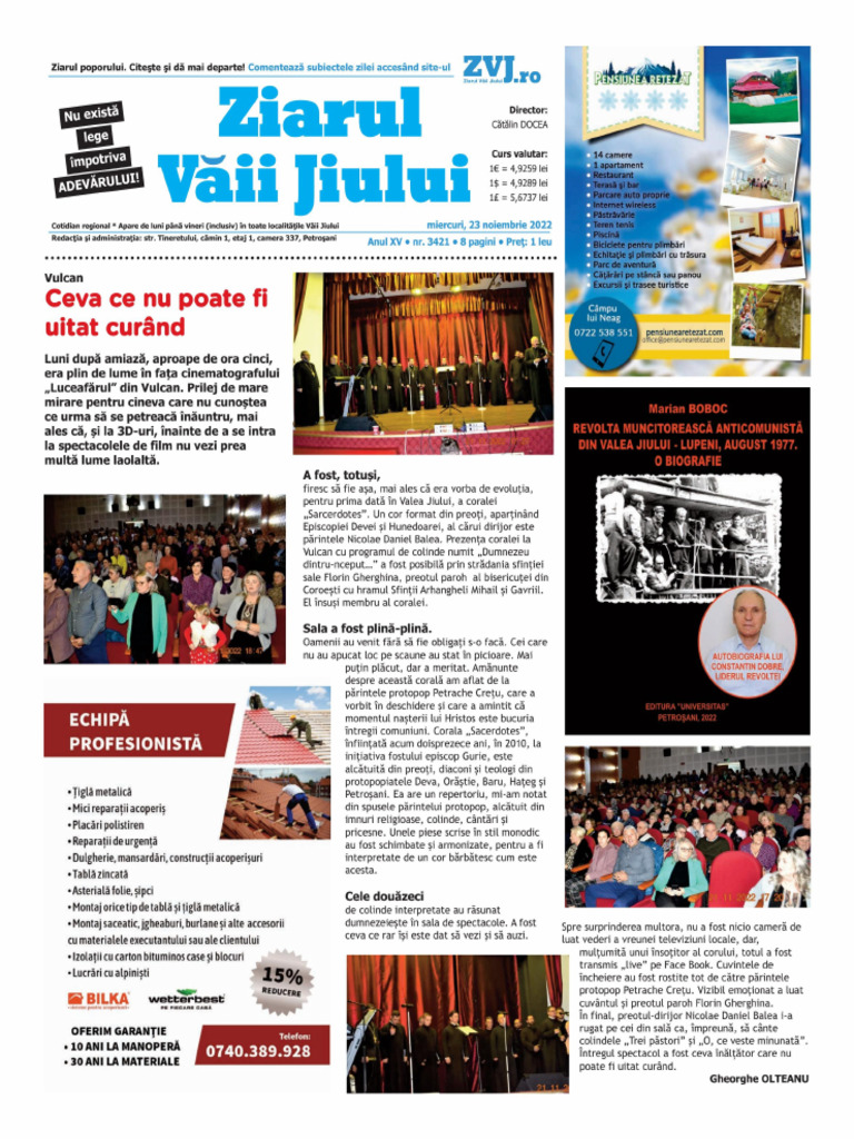 Ziarul Vaii Jiului 28.11.2022 | PDF