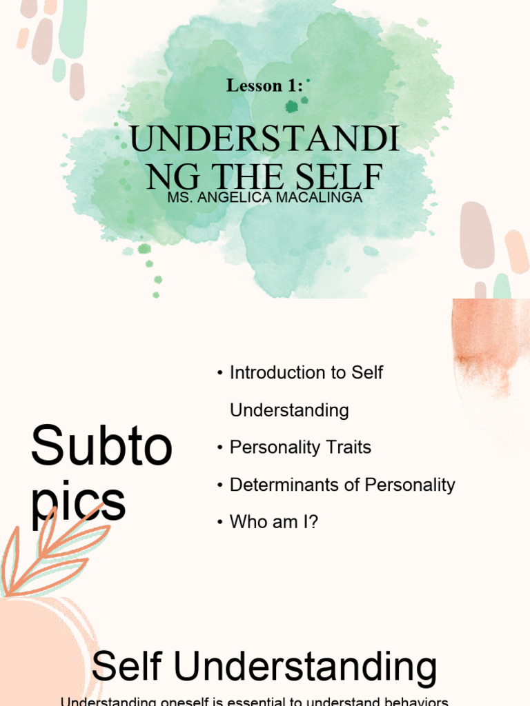 Lesson 1:: Understandi NG The Self | PDF | Extraversion And Introversion | Self Concept