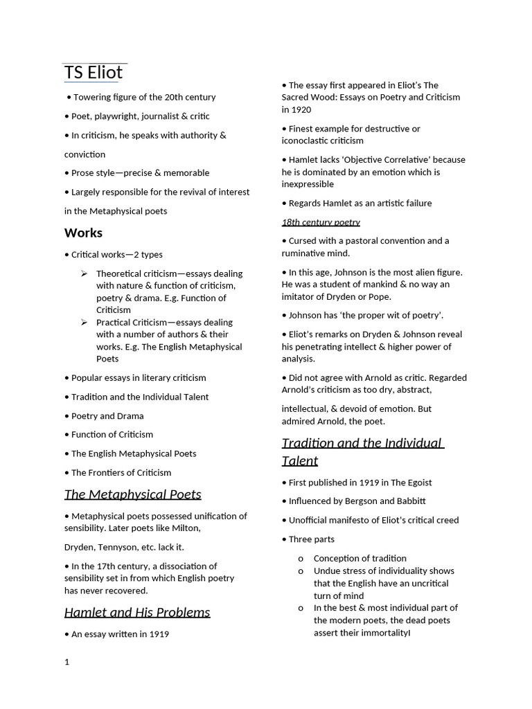 TS Eliot | PDF | General Fiction