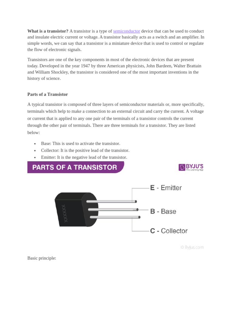 What is a transistor | PDF | Bipolar Junction Transistor | Transistor