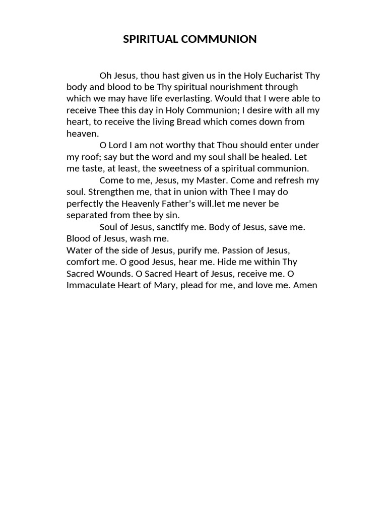 Spiritual Communion | PDF | Religion & Spirituality