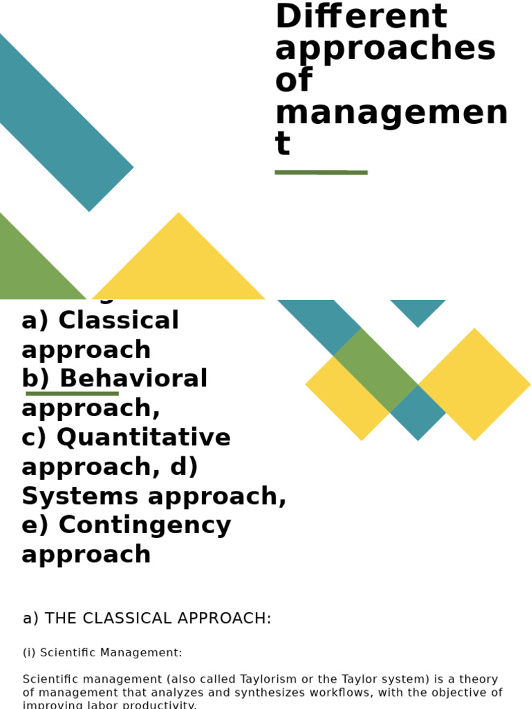 Management Approaches Overview | PDF | System | Science
