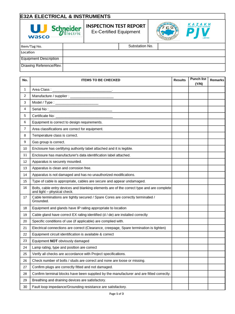 Electrical Inspection Test Report | PDF | Electrical Wiring ...