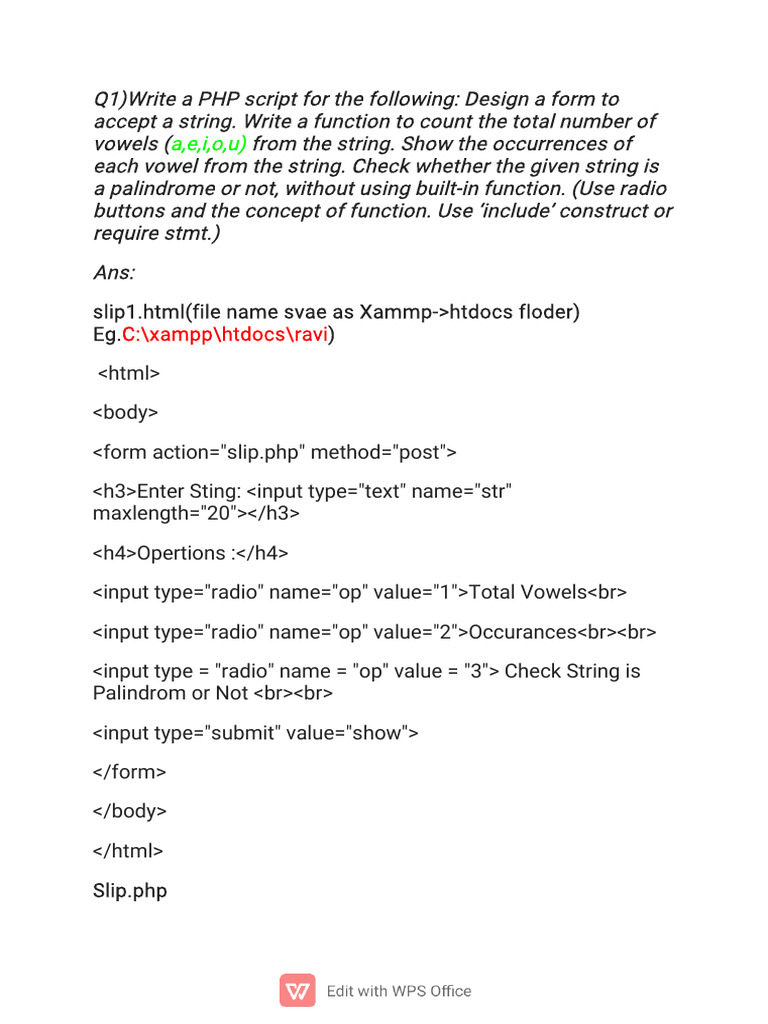 PHP Solved Slips | PDF | Teaching Methods & Materials