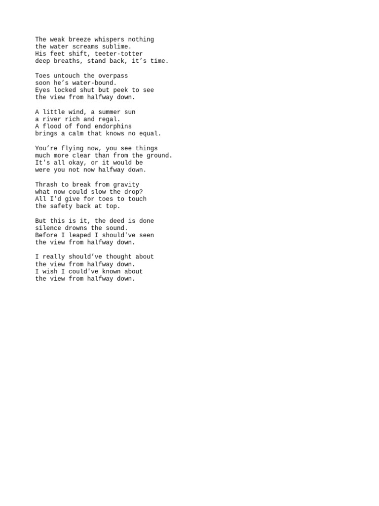 The View from Halfway Down Poem | PDF | Language Arts & Discipline | Poetry