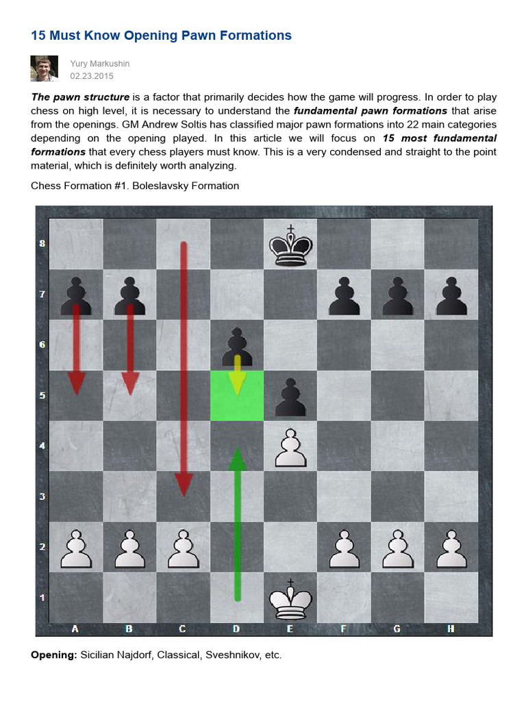 Chess Pawn Formations Guide | PDF | Chess Openings | Traditional Games