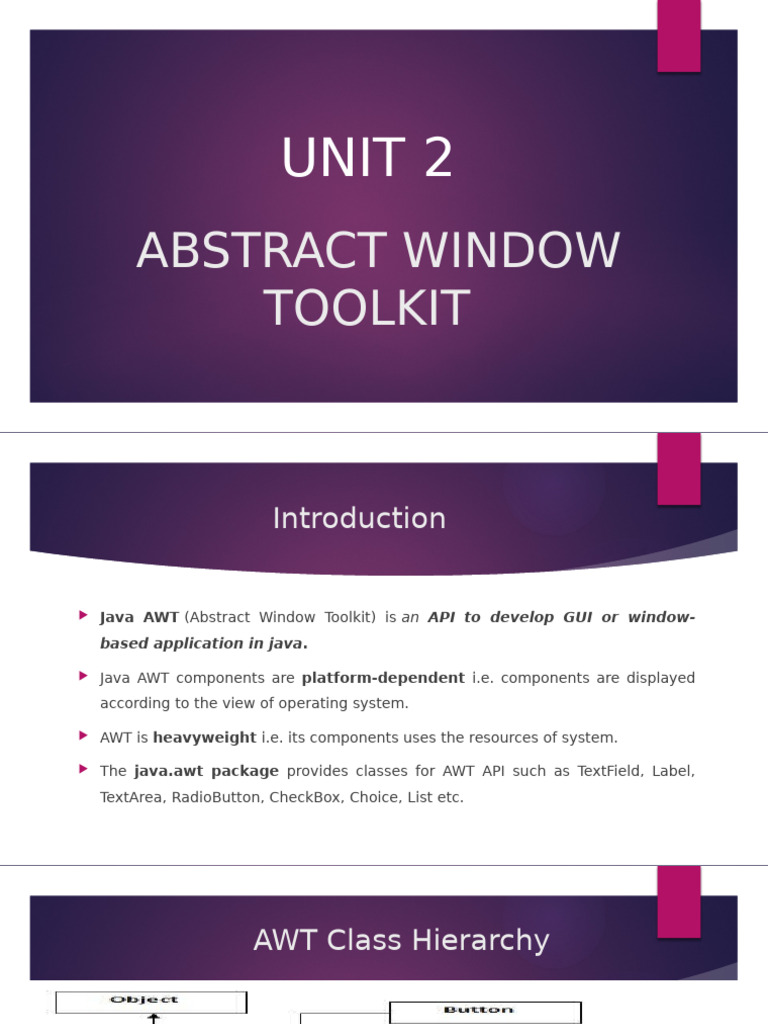 CH 2-Abstract Window Toolkit | PDF | Class (Computer Programming) | Window (Computing)