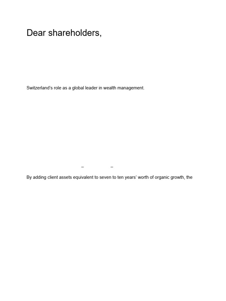 Shareholder Letter Sample | PDF | Ubs | Credit Suisse