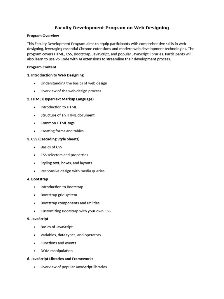 Faculty Development Program On Web Designing Pdf Web Design World Wide Web