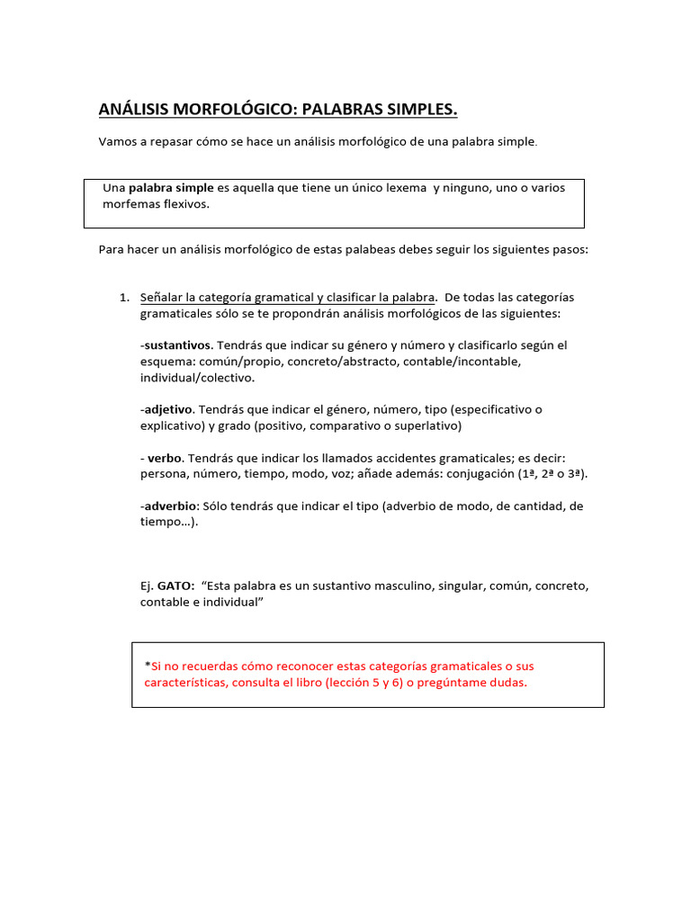 Palabras simples | PDF | Numero Gramatical | Palabra