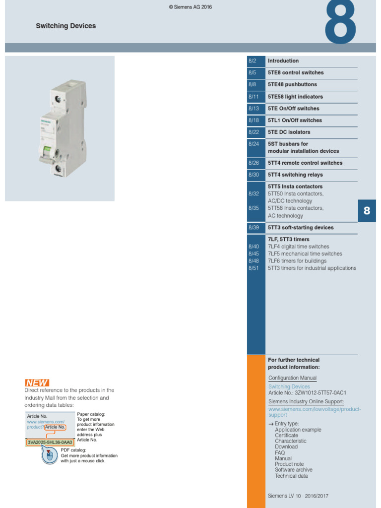 Siemens LV 10 Switching Devices Guide | PDF | Switch | Alternating Current