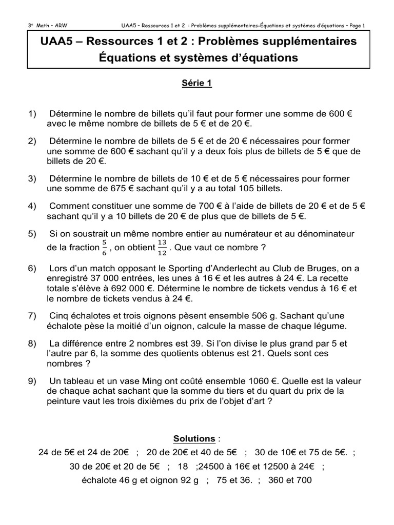 Problèmes d'équations en mathématiques | PDF | Triangle
