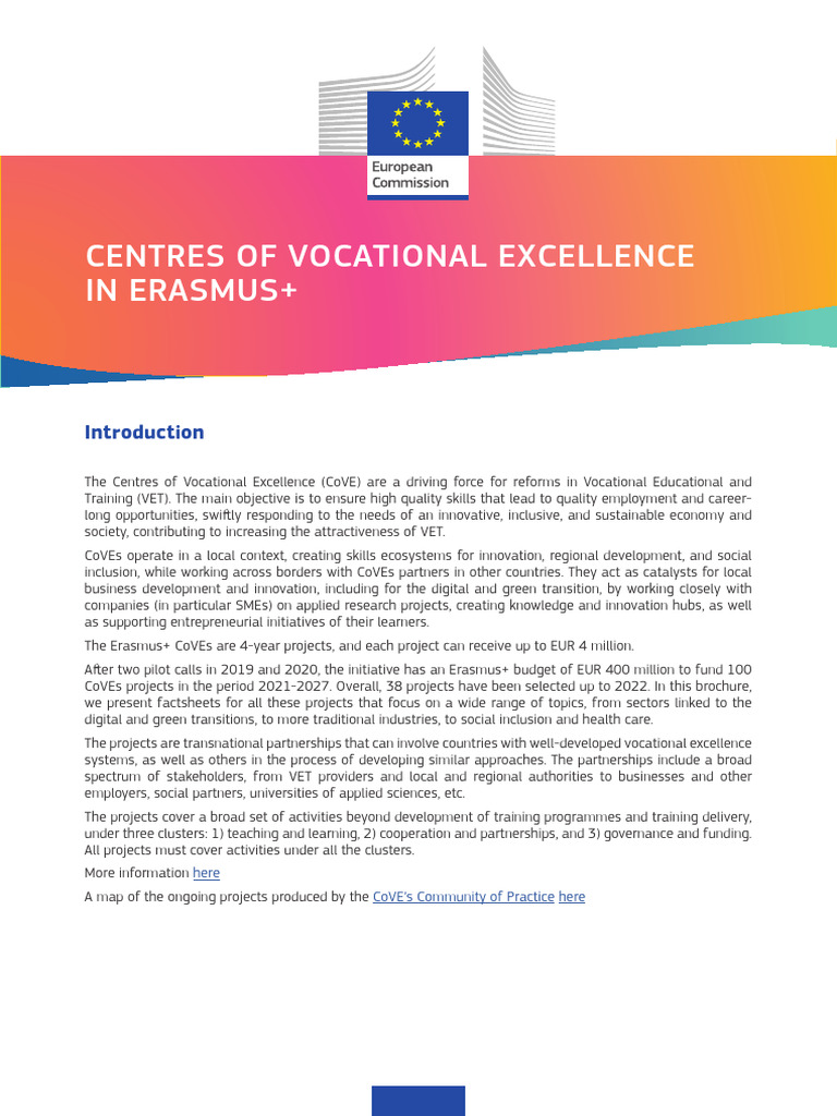 Centres of Vocational Excellence in ErasmusPlus - Factsheet | PDF | Vocational Education ...