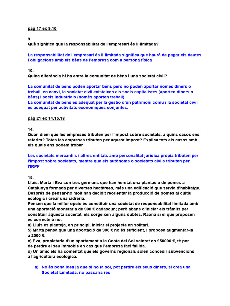 Exercicis de Repàs | PDF