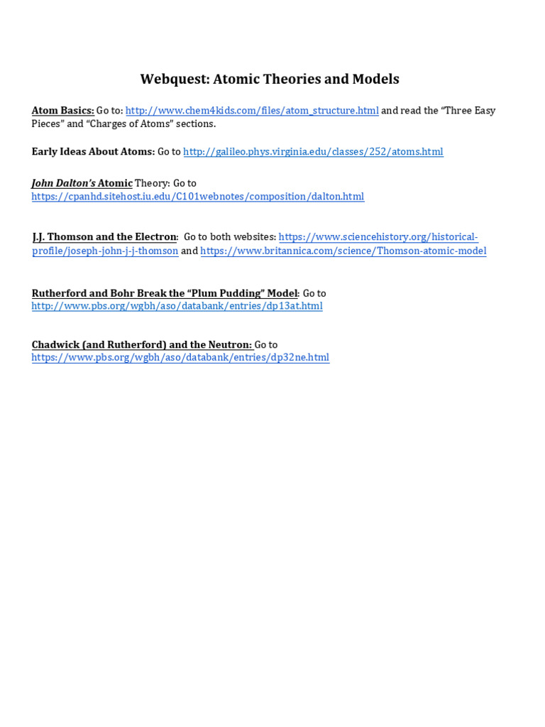 Atomic History Webquest | PDF