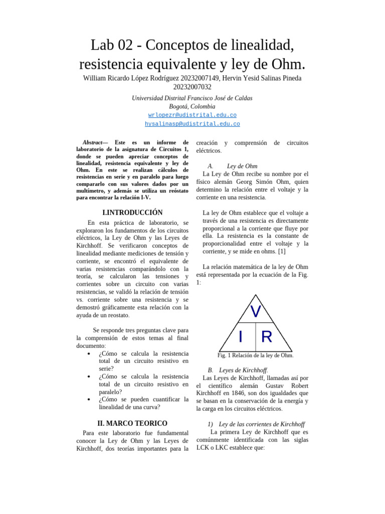 Pre Lab02 Circuitos | PDF | Resistencia Eléctrica y Conductancia | Red ...