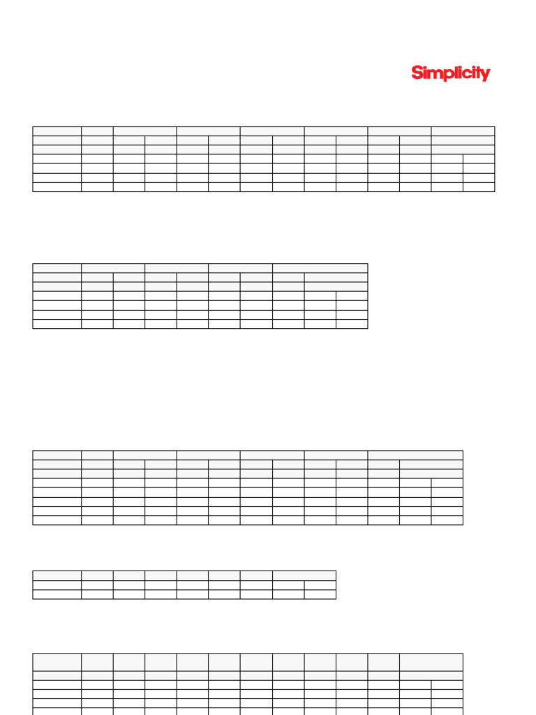 Size Chart Simplicity | PDF