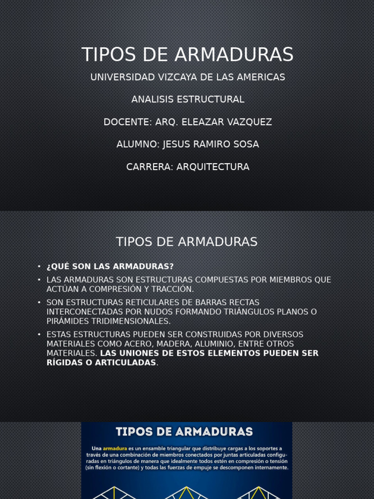 Present TIPOS DE ARMADURAS | PDF | Braguero | Ingeniería estructural