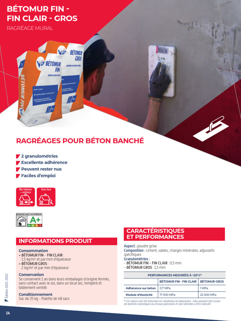 Fiche technique Bétomur 25 kg | PDF | Béton | Génie du bâtiment