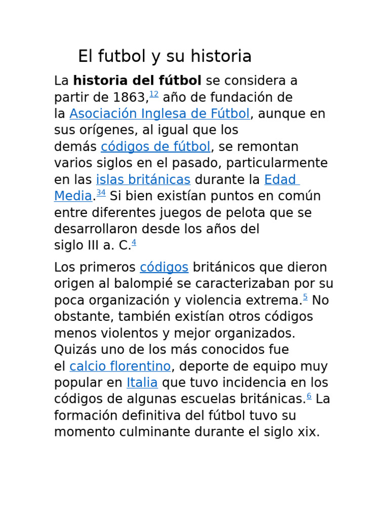El Futbol y Su Historia | PDF | Deportes y actividades al aire libre ...