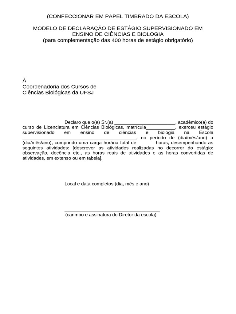 Modelo de Declaracao de Estagio | PDF